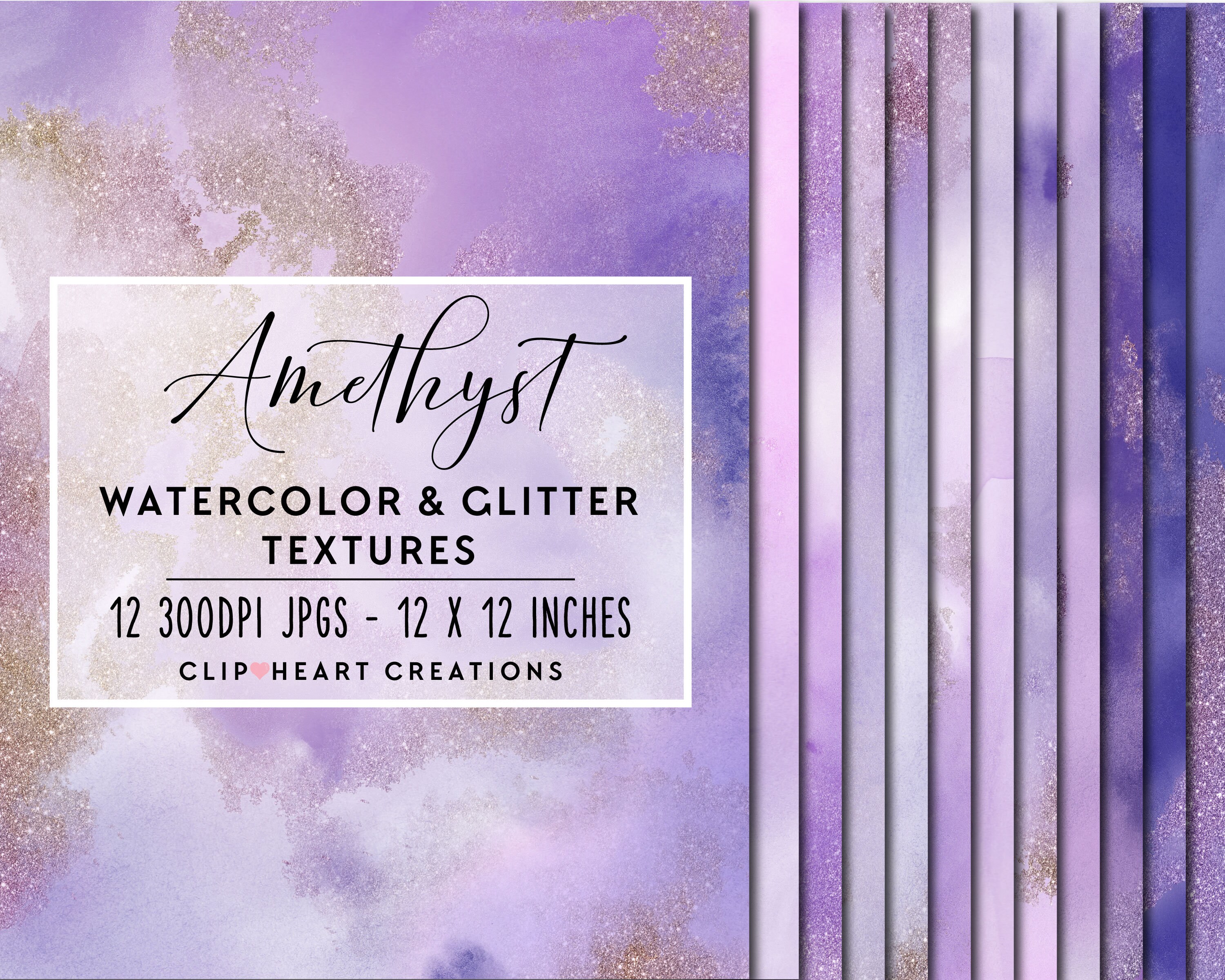Purple Glitter Watercolor Digital Papers Commercial Use - Etsy