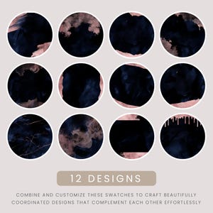 Navy & Rose Gold Watercolor and Foil Digital Papers, Commercial Use ...