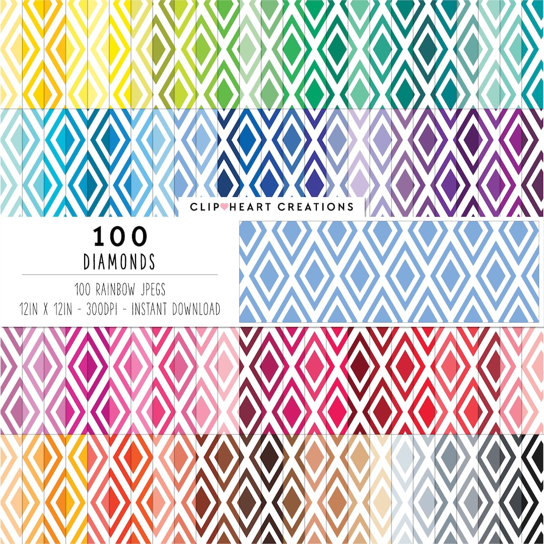 100 Geometric Pattern Digital Papers, Commercial Use Seamless Diamond ...