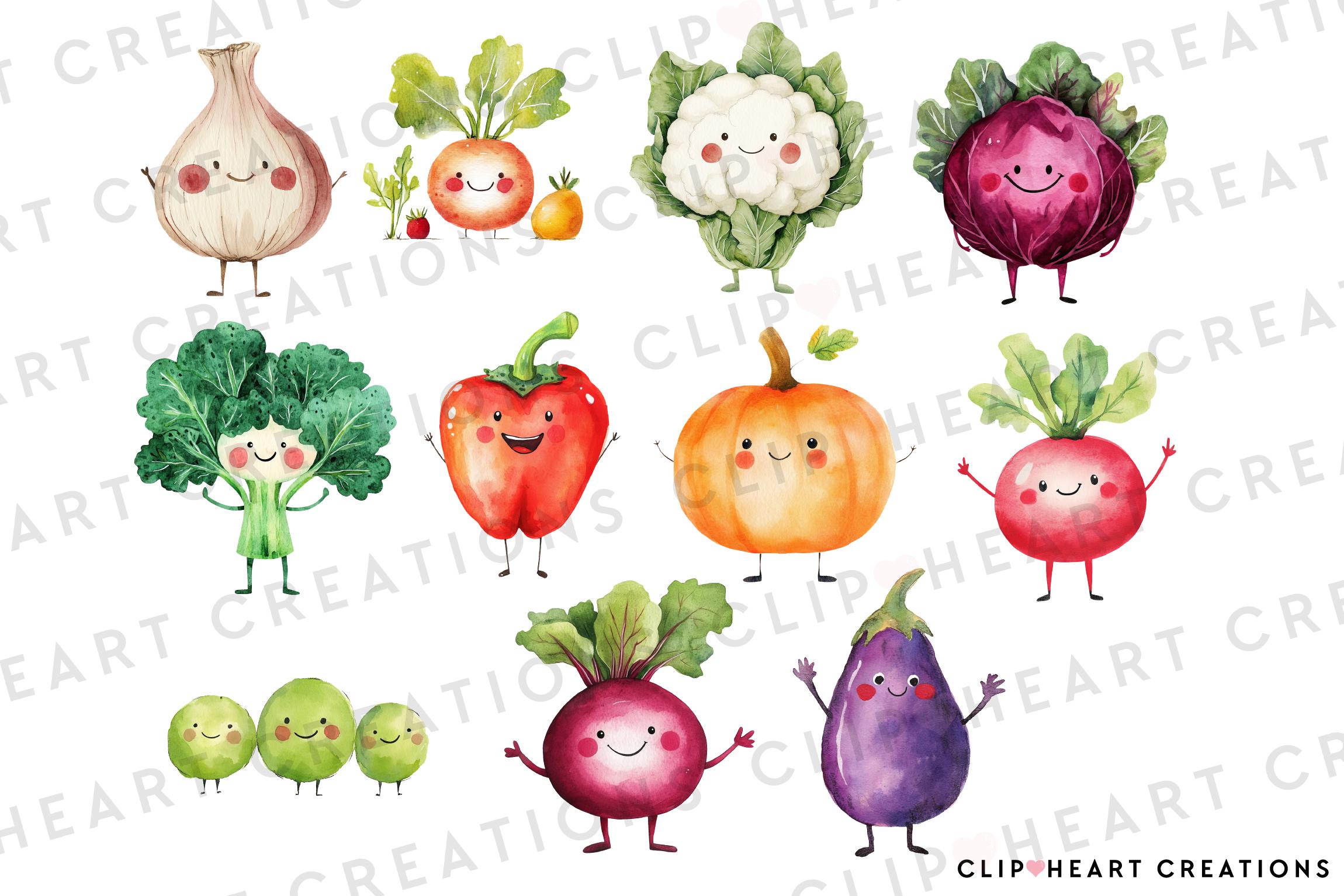 Watercolor Little Vegetables Clipart Set - 27 Pngs - Digital Download ...