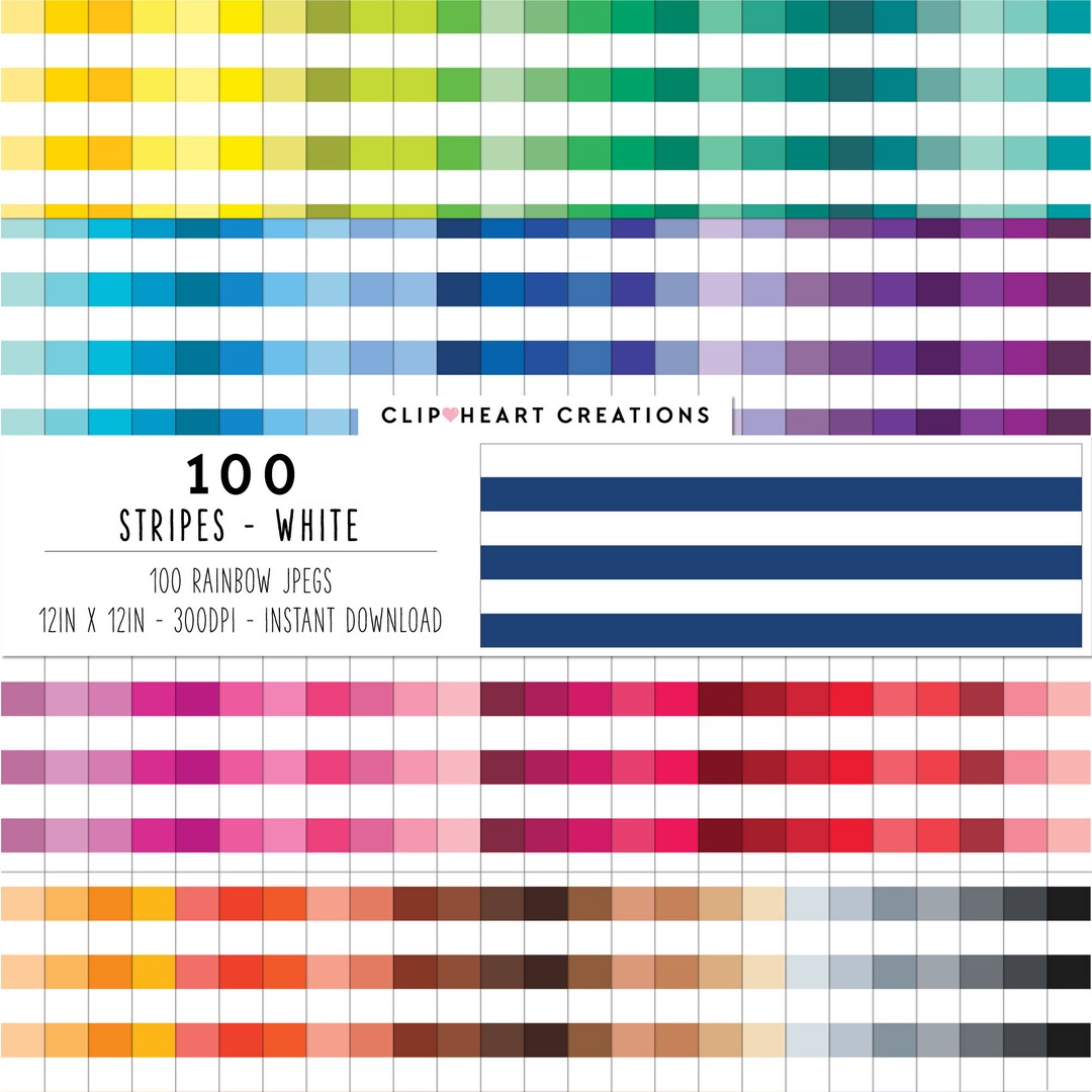 100 Striped Digital Paper Pack, Commercial Use Instant Download ...