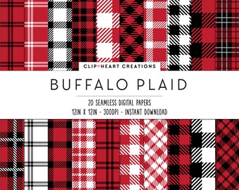 Pink Buffalo Plaid Digital Paper Set Seamless Lumberjack | Etsy