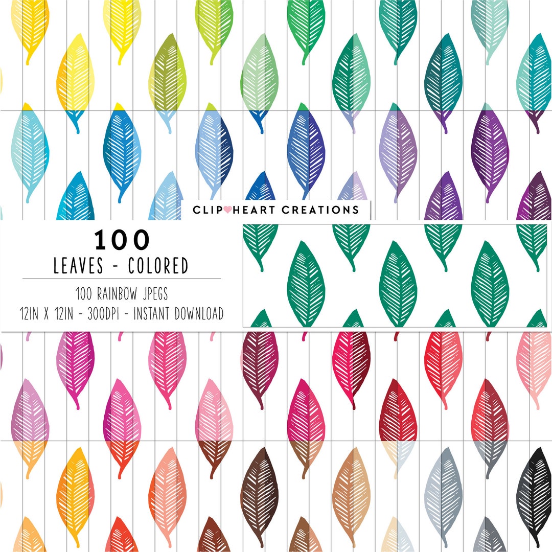100 Leaves Pattern Digital Paper, Commercial Use Seamless Leaf Digital ...