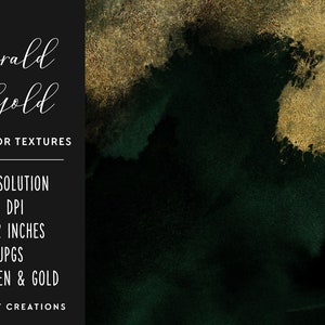 Emerald & Gold Watercolor and Foil Digital Papers, Commercial Use ...