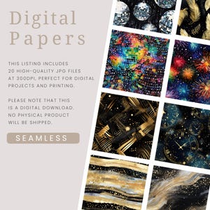 New Years Eve Digital Paper Patterns, 20 Seamless Commercial Use ...