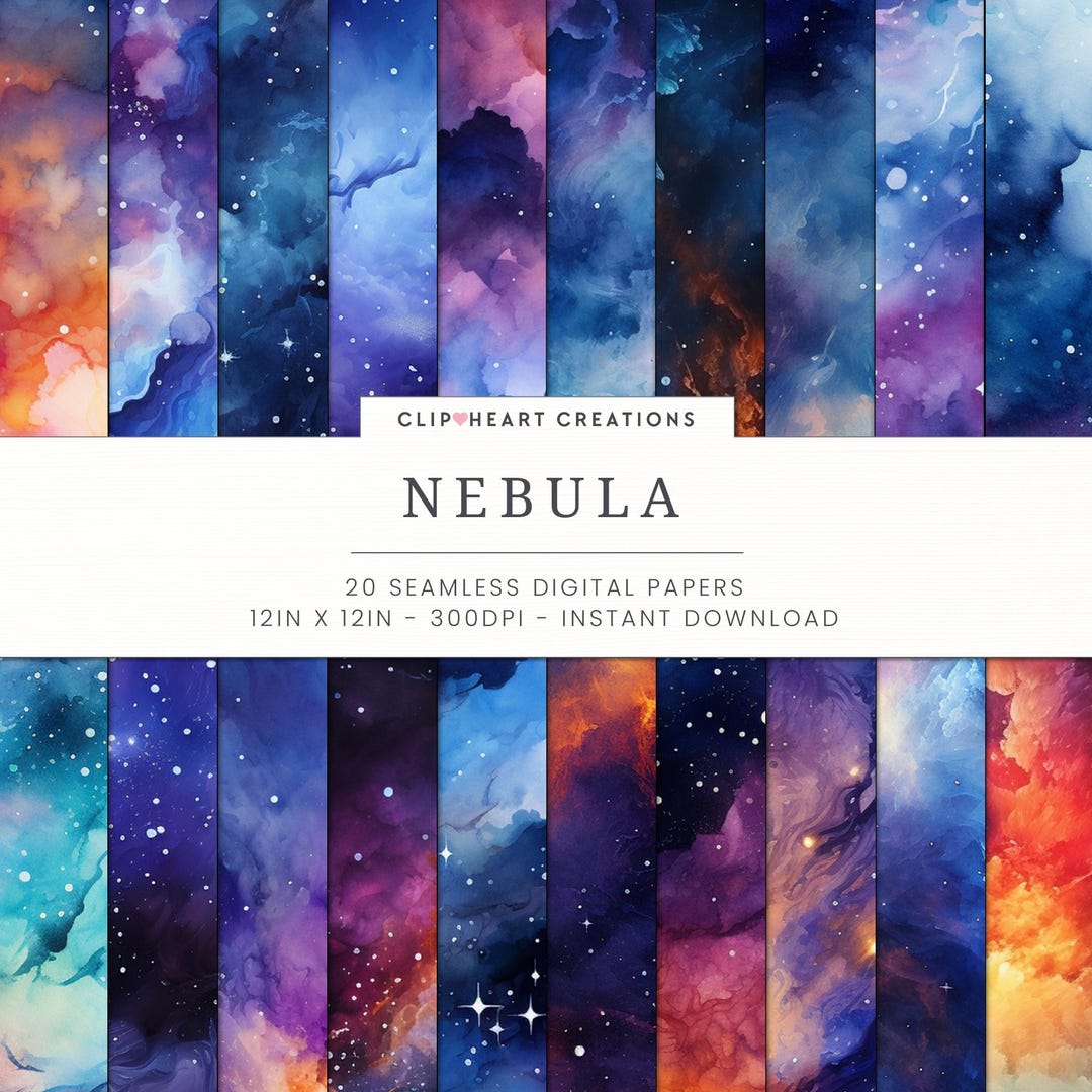 Watercolor Space Nebula Papers, Seamless Commercial Use Instant ...