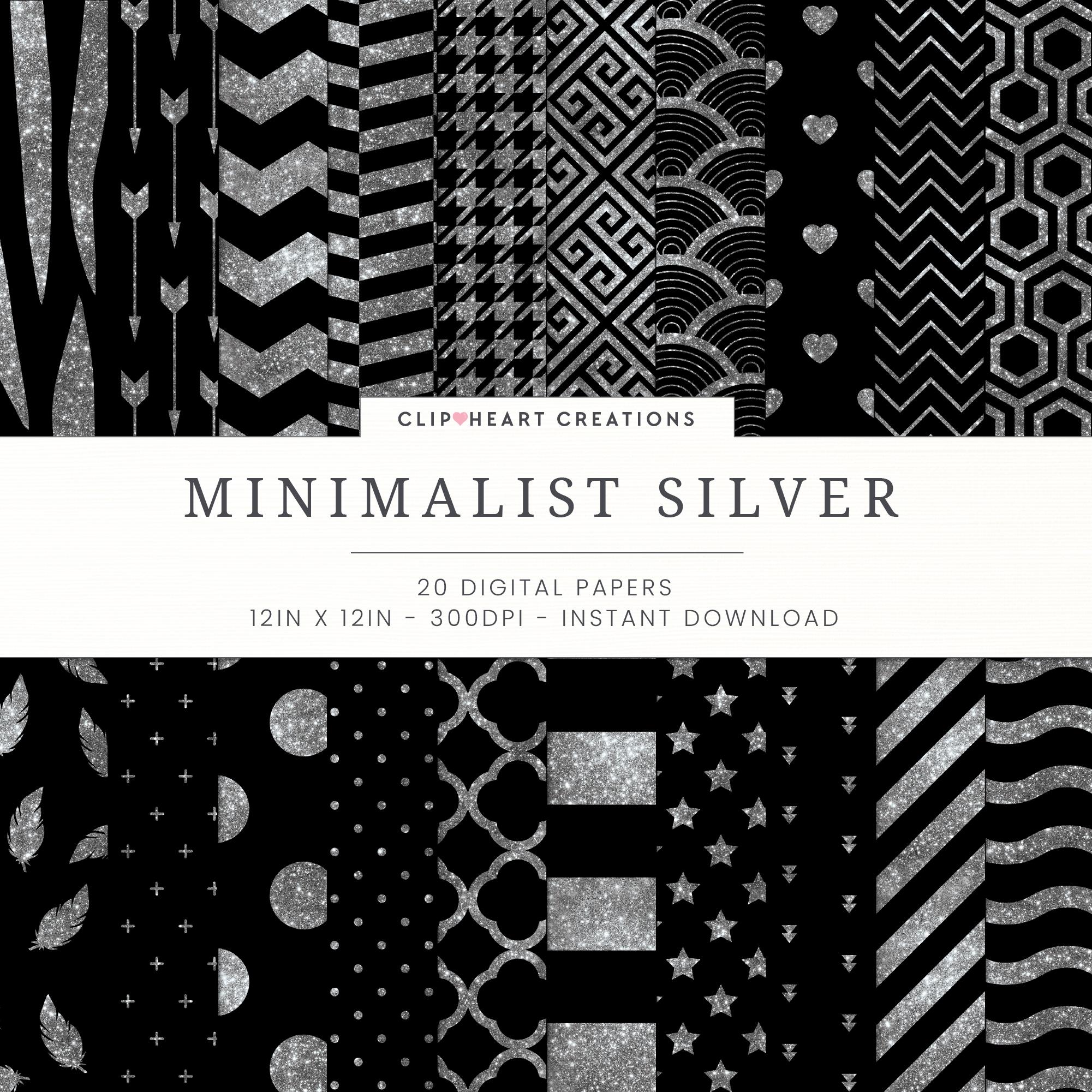 20 Silver Glitter Pattern Digital Papers, Commercial Use Instant ...