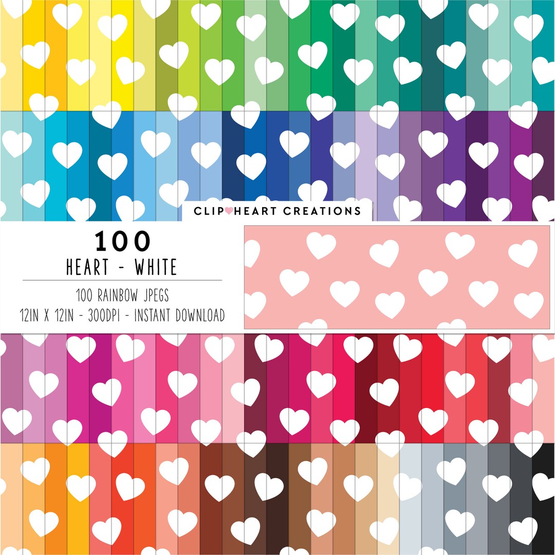 100 Heart Confetti Digital Paper Pack Commercial Use Instant - Etsy