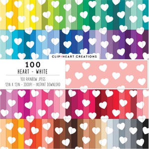 100 Heart Confetti Digital Paper Pack, Commercial Use Instant Download ...