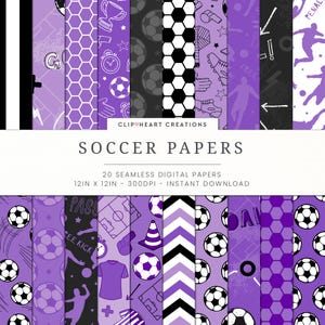20 Soccer Themed Digital Papers, Seamless Commercial Use Instant ...