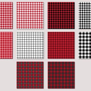 Red Buffalo Plaid Digital Paper Set, Seamless Lumberjack Plaid Papers ...