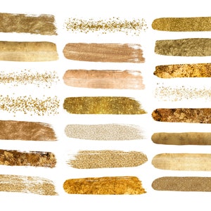 Gold Brush Strokes Clip Art, Gold Foil Brush Strokes Clipart Paint ...