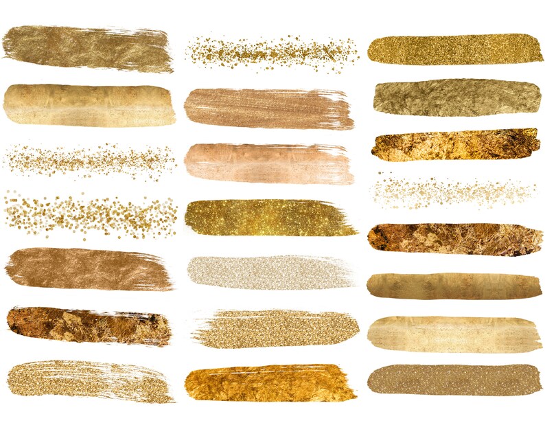 Gold Brush Strokes Clip Art, Gold Foil Brush Strokes Clipart Paint ...