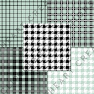 Green Buffalo Plaid Digital Paper Set, Seamless Lumberjack Plaid Papers ...