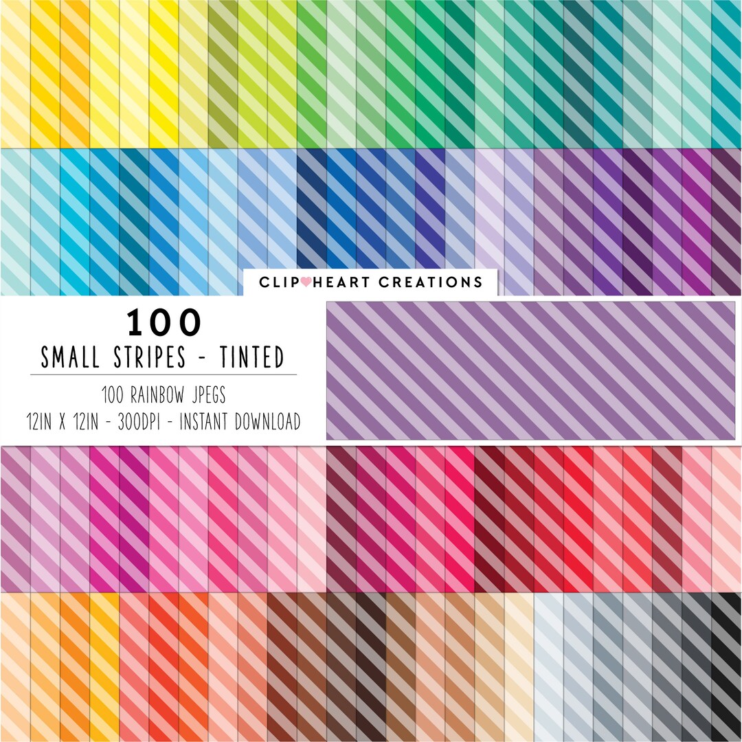 100 Stripes Digital Paper Pack, Commercial Use Seamless Tinted Small ...