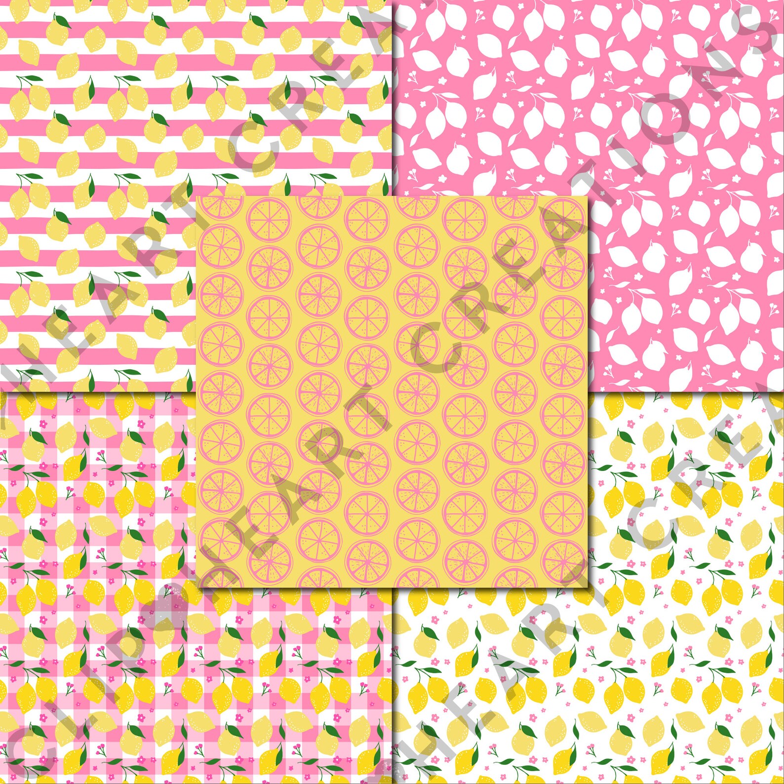 Pink Lemonade Digital Paper Patterns 20 Seamless Commercial - Etsy