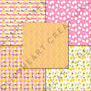 Pink Lemonade Digital Paper Patterns, 20 Seamless Commercial Use ...
