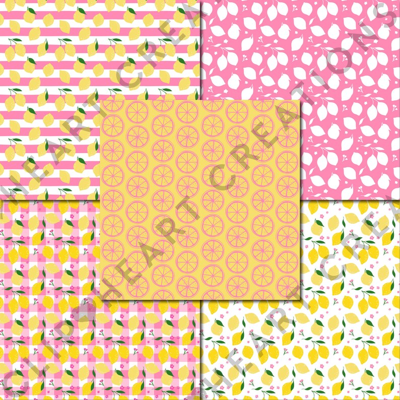 Pink Lemonade Digital Paper Patterns 20 Seamless Commercial - Etsy