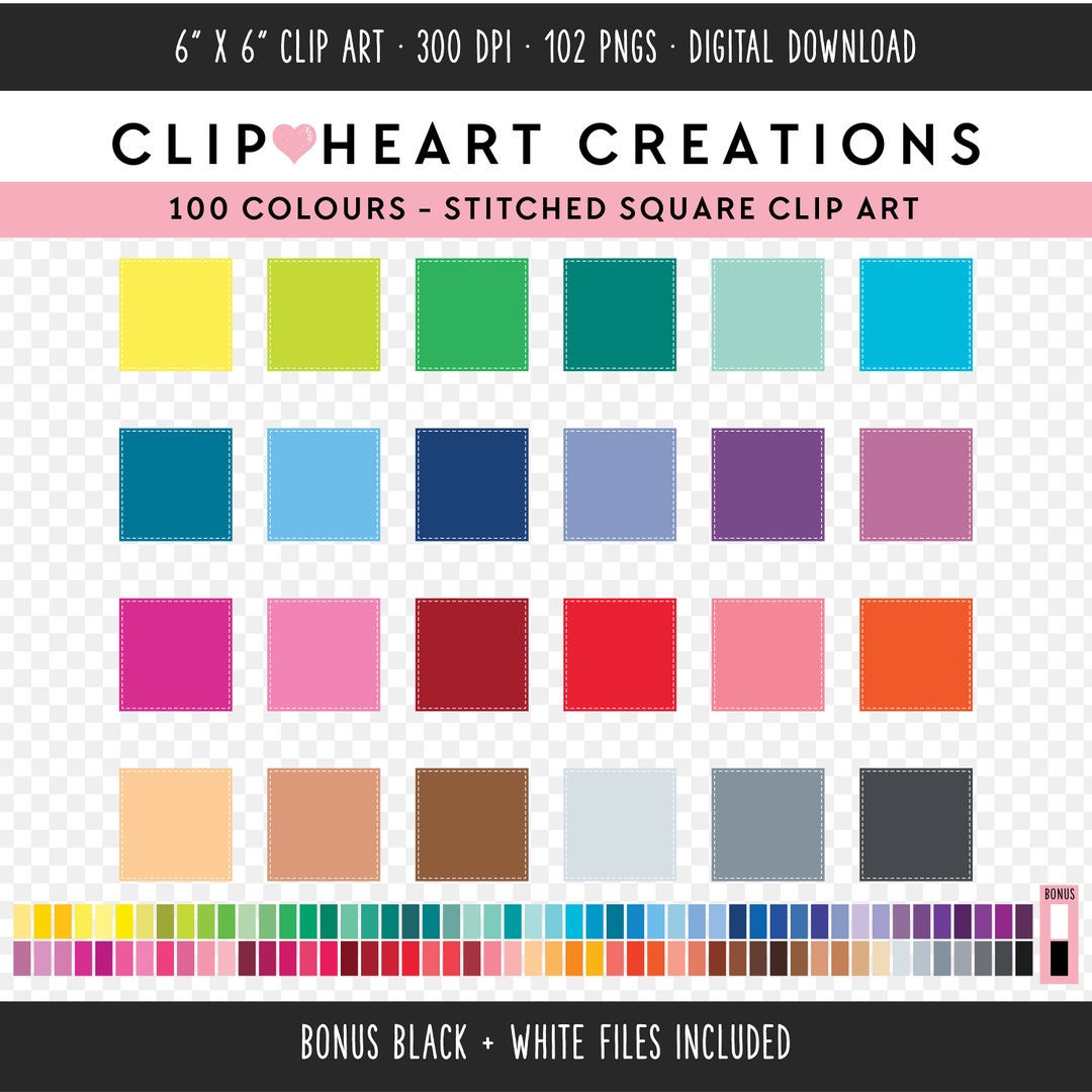 100 Stitched Square Clip Art, Commercial Use Instant Download PNG ...