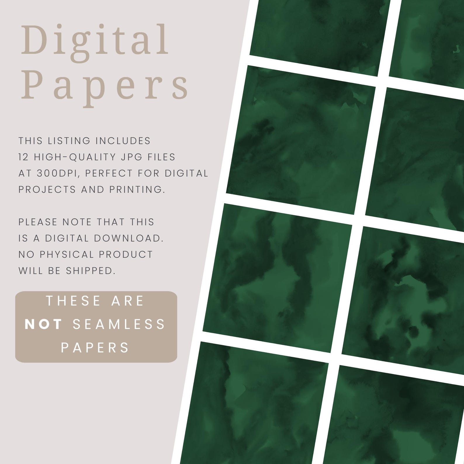 Emerald Green Watercolor Digital Papers, Commercial Use Instant ...