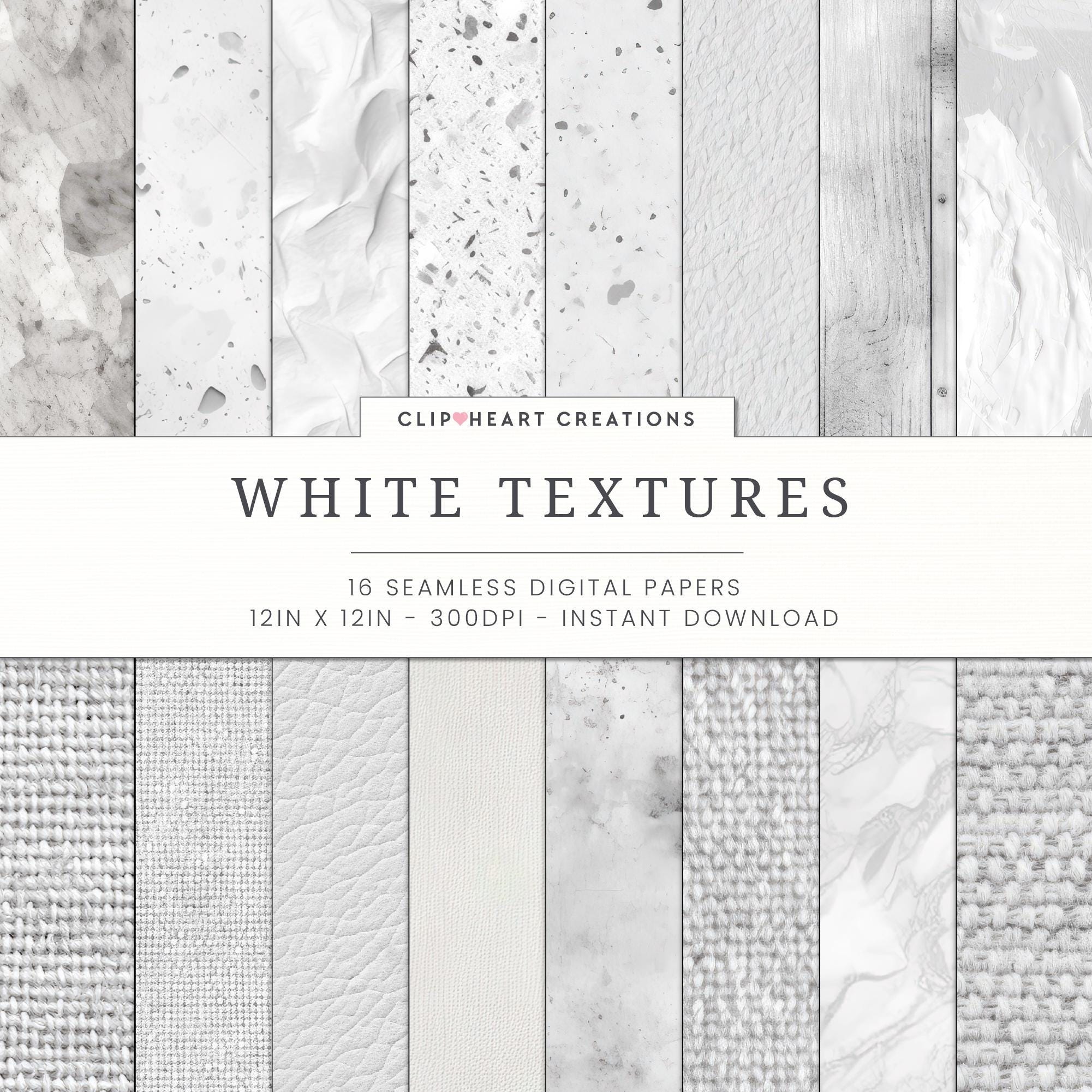 White Textures Digital Papers, Seamless Commercial Use Instant Download ...