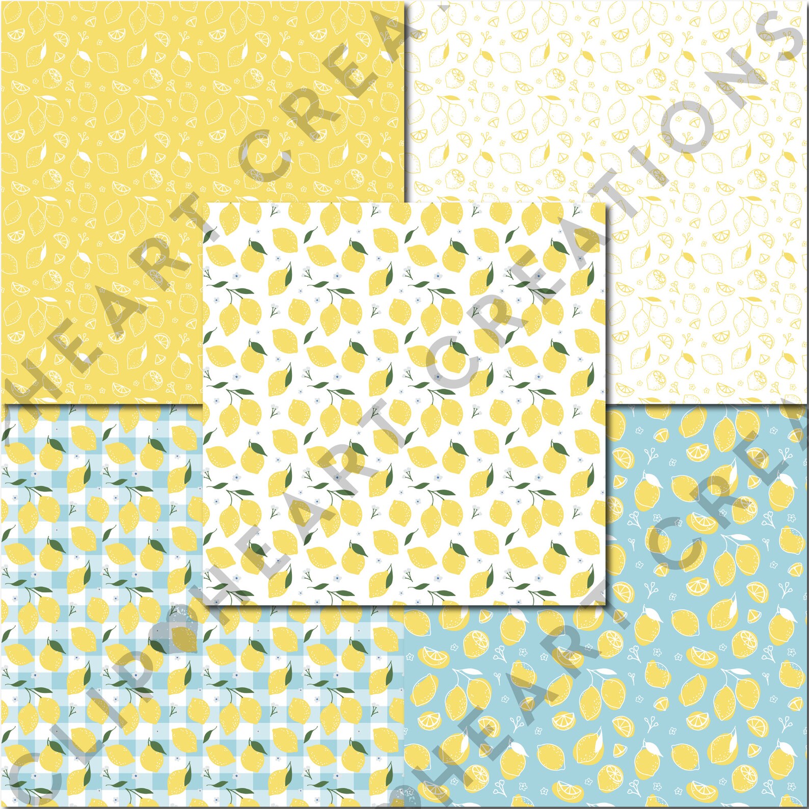 Lemon Digital Paper Patterns 20 Seamless Commercial Use - Etsy