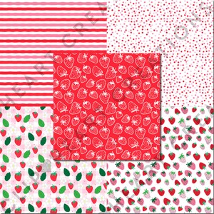 20 Strawberry Themed Digital Papers, Seamless Commercial Use Instant ...
