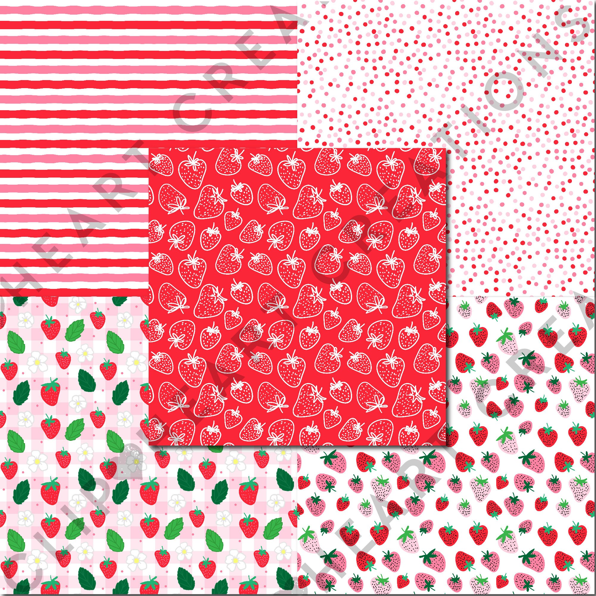 20 Strawberry Themed Digital Papers Seamless Commercial Use - Etsy