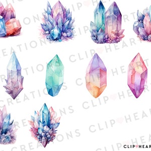 Magic Crystals Watercolor Clipart Set, Commercial Use Instant Download ...