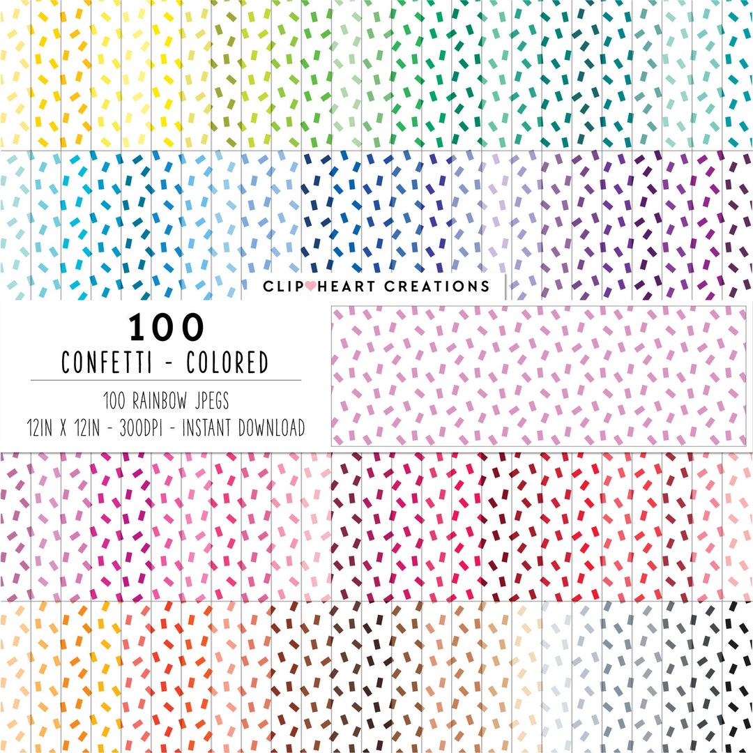 100 Confetti Digital Paper Pack, Commercial Use Seamless Color Party ...