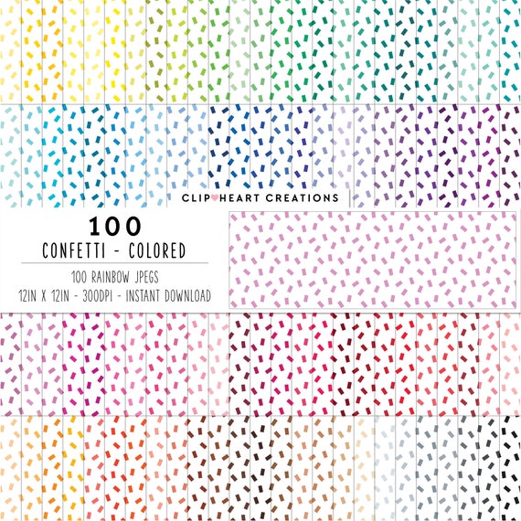 100 Confetti Digital Paper Pack Commercial Use Seamless Color - Etsy