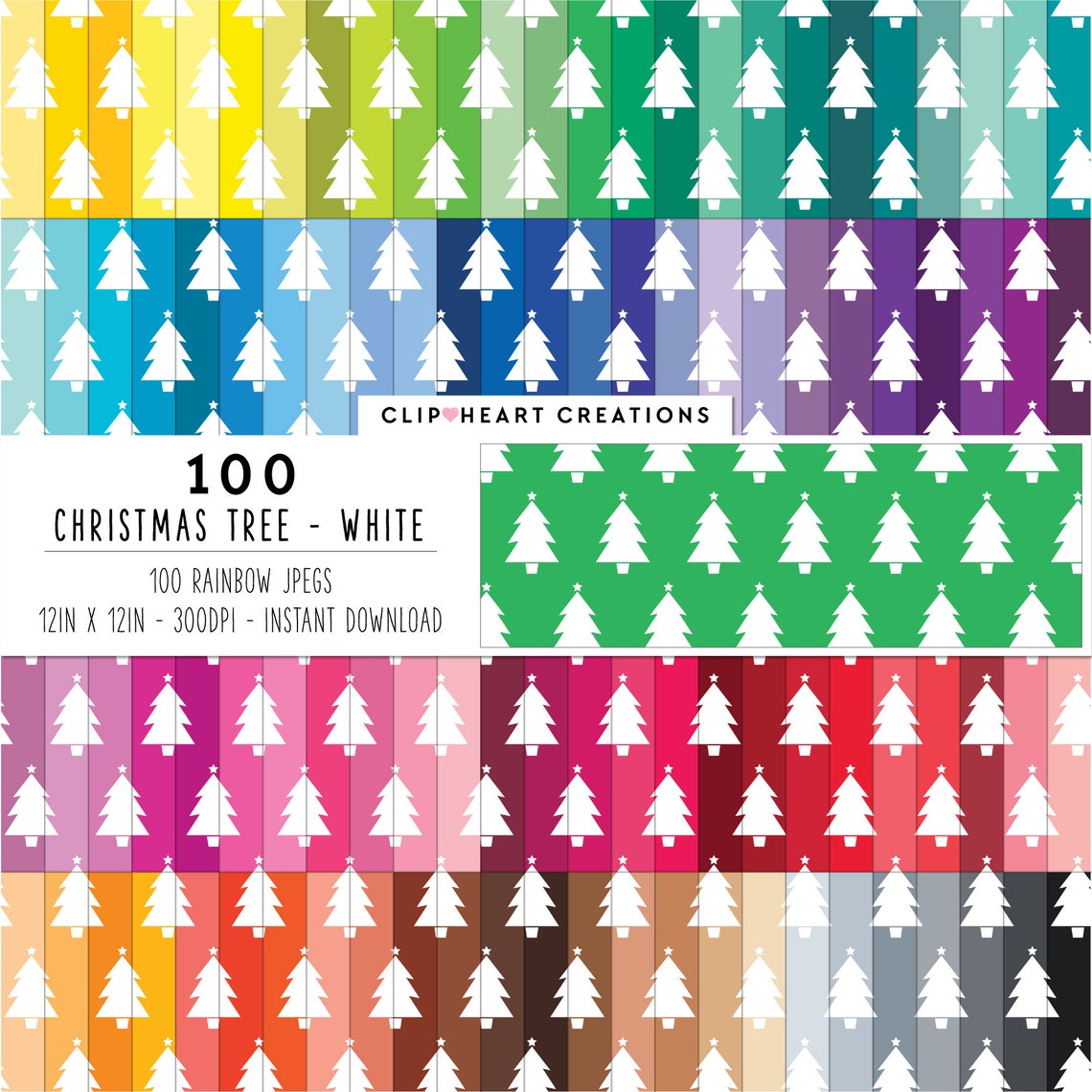 100 Christmas Tree Digital Papers Commercial Use Seamless - Etsy
