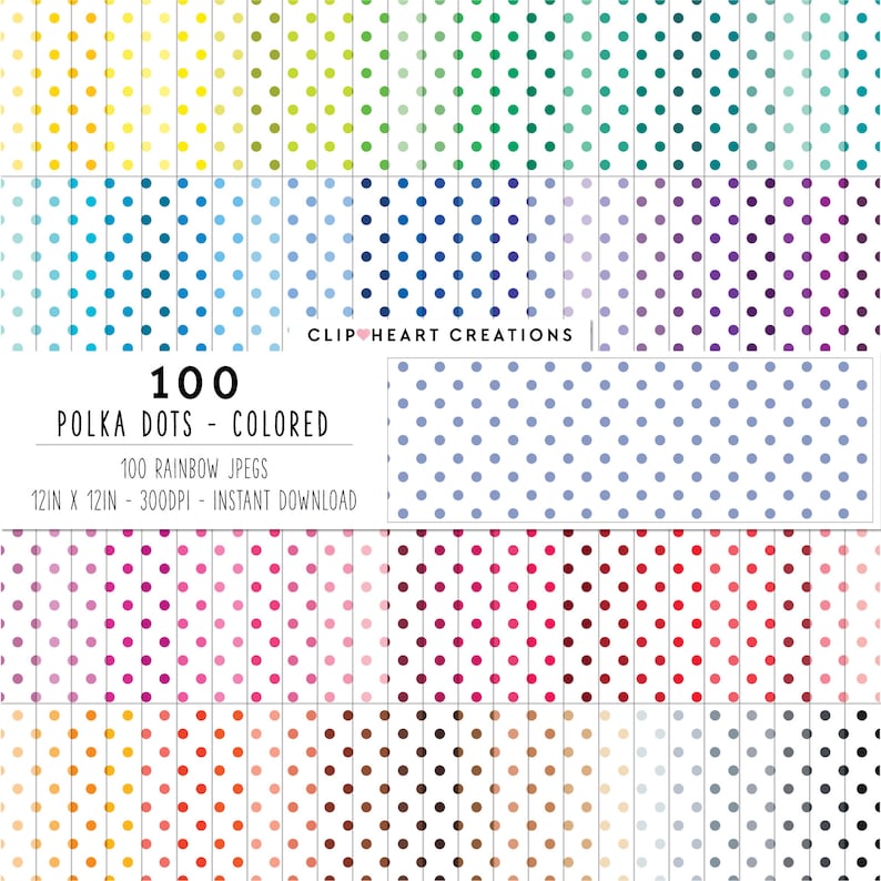 100 Polka Dot Pattern Digital Paper Pack Commercial Use | Etsy