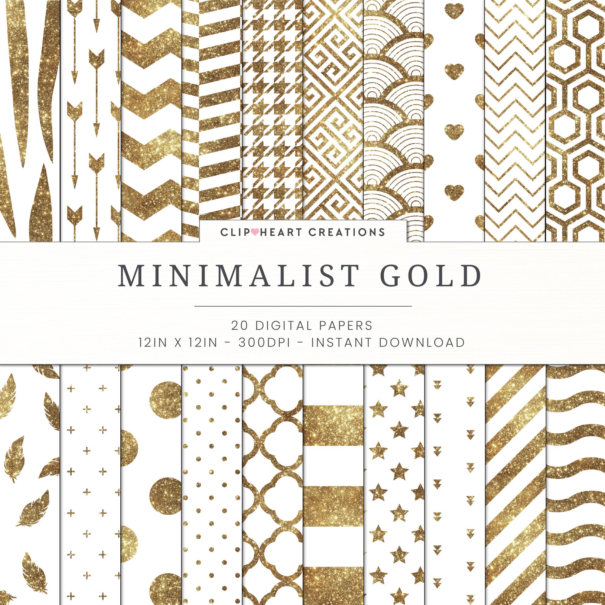 20 Gold Glitter Pattern Digital Papers, Commercial Use Instant Download ...