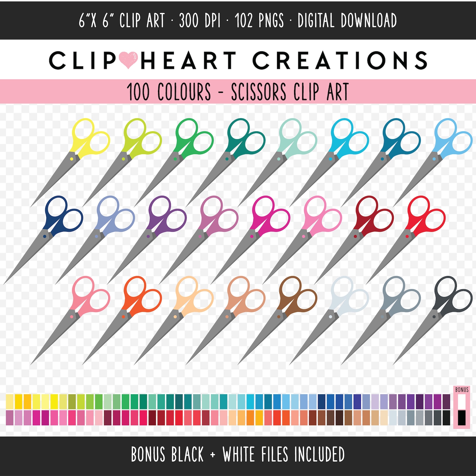 100 Scissors Clip Art Commercial Use Instant Download PNG | Etsy