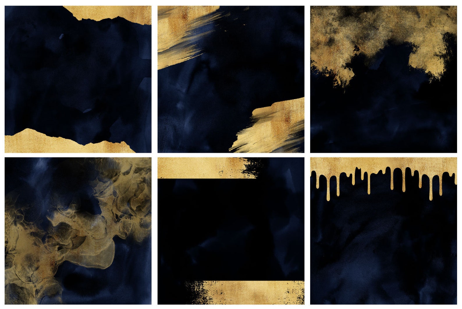 Navy & Gold Watercolor and Foil Digital Papers Commercial Use - Etsy