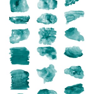 Teal Watercolor Shapes Clip Art, Commercial Use Instant Download PNG ...
