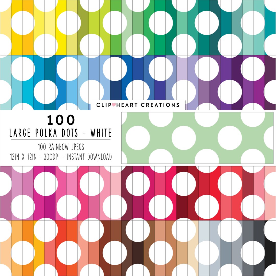 100 Polka Dot Digital Paper Pack, Commercial Use Instant Download ...