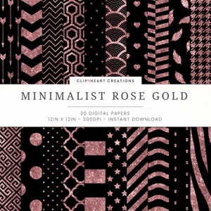 20 Rose Gold Glitter Digital Papers, Commercial Use Instant Download ...
