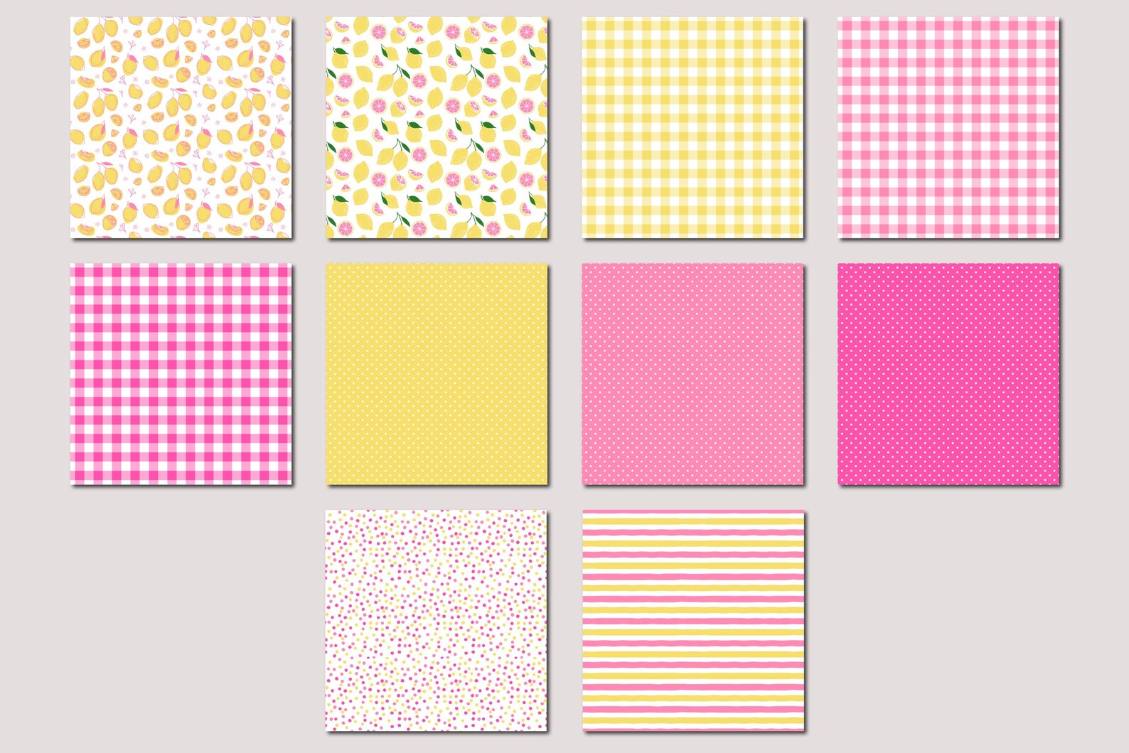 Pink Lemonade Digital Paper Patterns, 20 Seamless Commercial Use ...