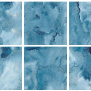Blue Glitter Watercolor Digital Papers, Commercial Use Instant Download ...