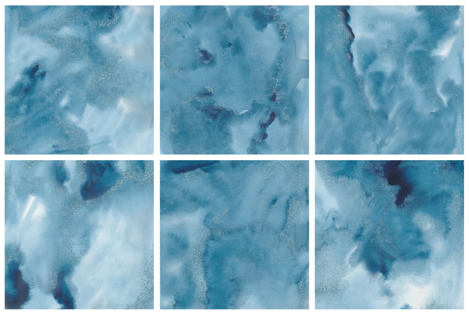 Blue Glitter Watercolor Digital Papers Commercial Use Instant - Etsy