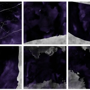Purple & Silver Watercolor and Foil Digital Papers Commercial - Etsy