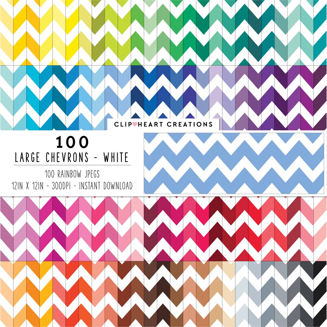 100 White Chevron Digital Paper Pack, Commercial Use Seamless Large ...