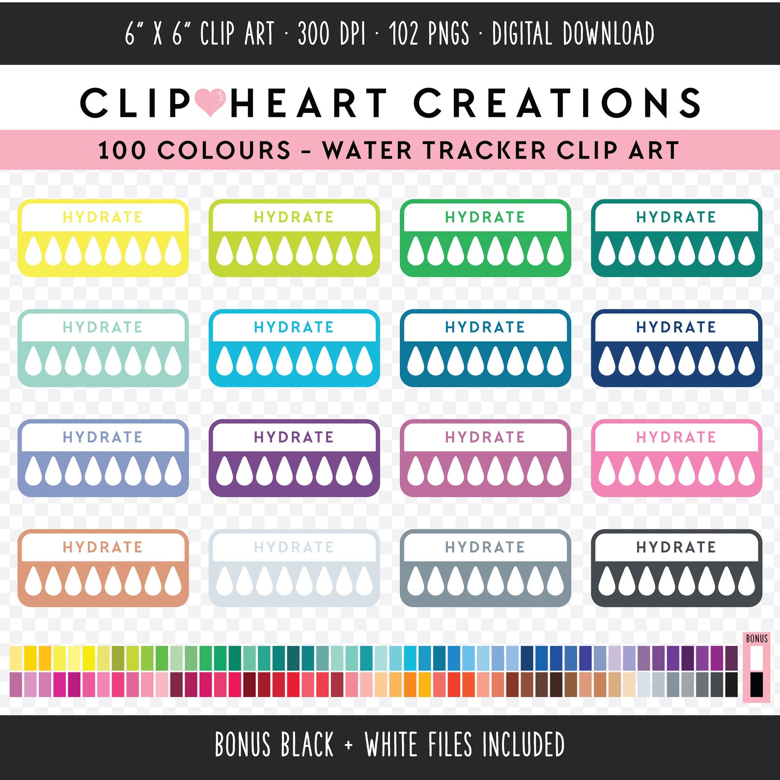 100 Water Tracker Clip Art Commercial Use Instant Download | Etsy