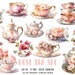 Rose Tea Set Watercolor Clipart Collection, Commercial Use Instant ...