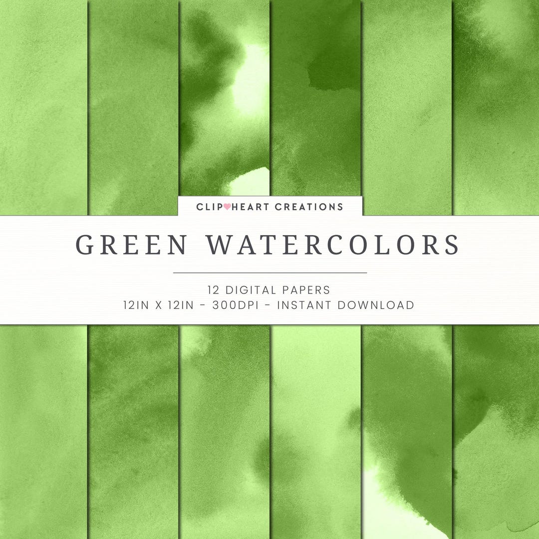Green Watercolor Digital Papers, Commercial Use Instant Download ...
