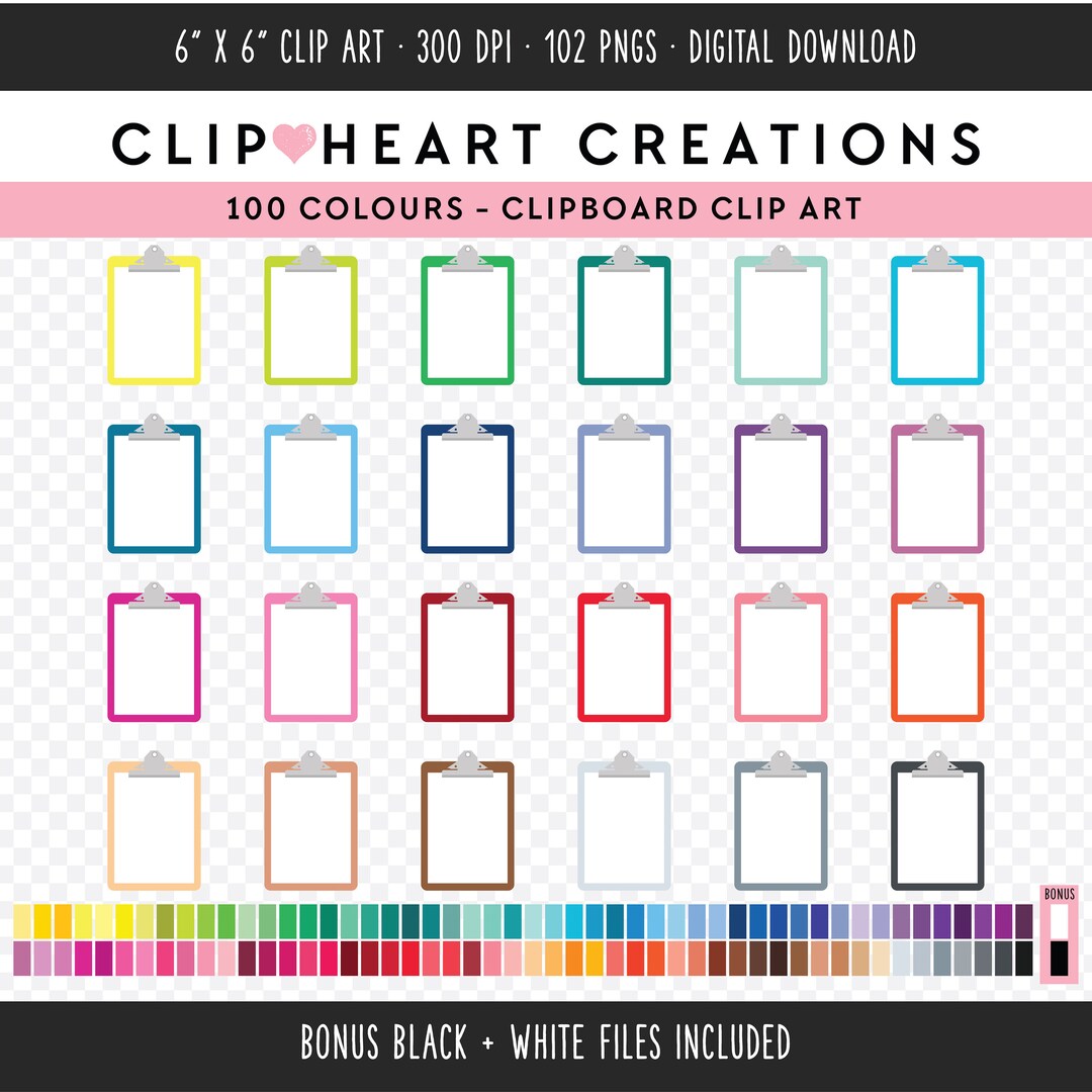 100 Clipboard Clip Art, Commercial Use Instant Download PNG Clipboard ...