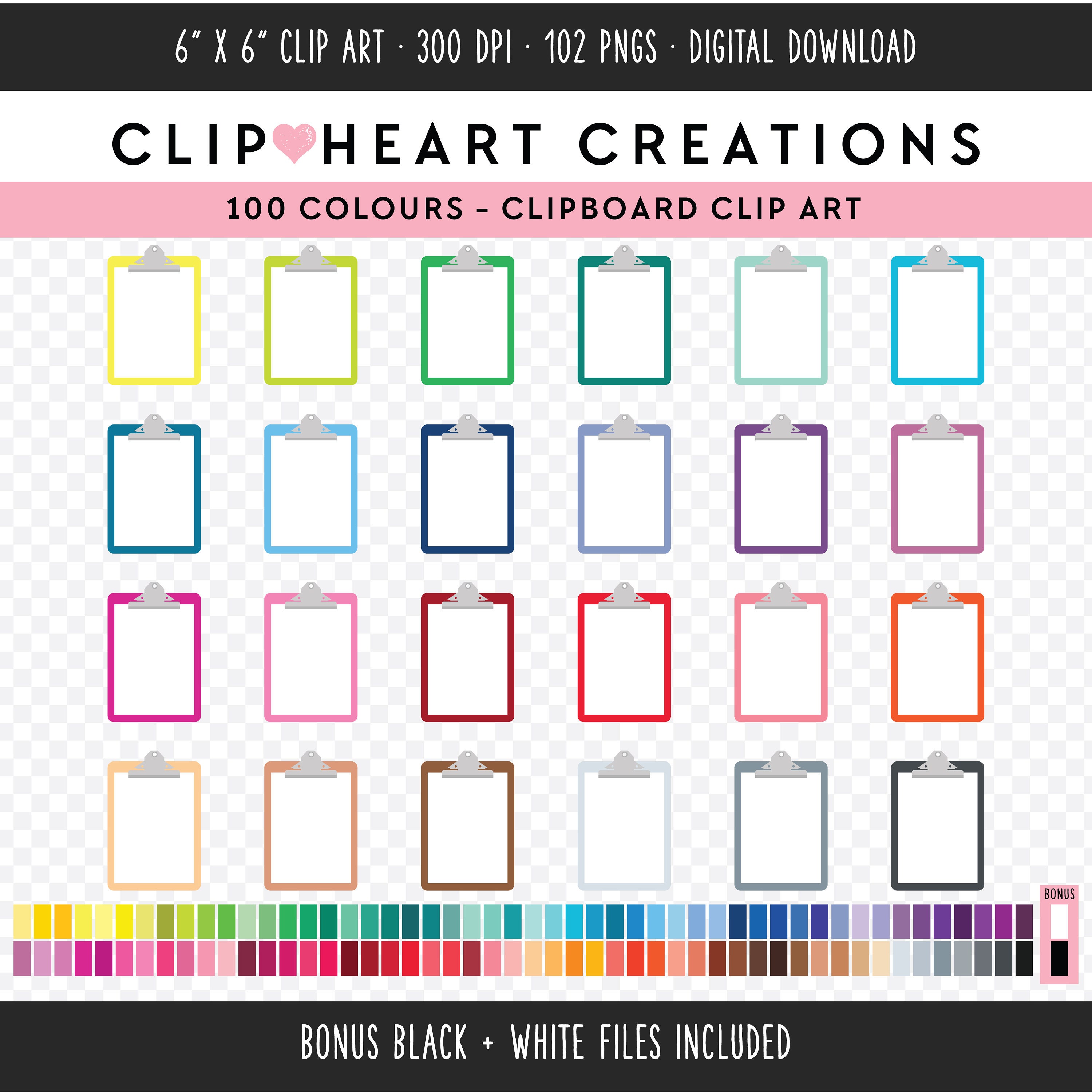 100 Clipboard Clip Art Commercial Use Instant Download PNG - Etsy