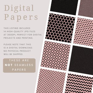 14 Rose Gold and Black Glitter Pattern Digital Papers, Commercial Use ...